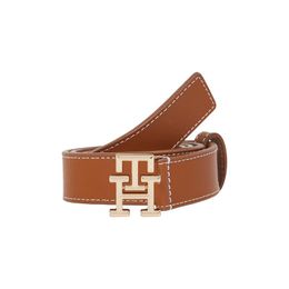 Tommy Hilfiger Lederg&uuml;rtel &raquo;TH LOGO 2.5 cm breit&laquo; Eleganter G&uuml;rtel mit TH-Logoschnalle Cognac