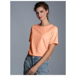 TRIGEMA T-Shirt &raquo;T-Shirt DELUXE Baumwolle mit Kristallsteinen&laquo; 1 Stk. apricot XL XL Schwinge veredelt mit Kristallsteinen auf Vorderteil