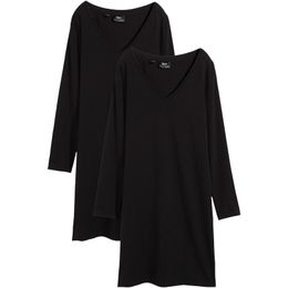 bonprix Jerseykleid &raquo;Jerseykleid aus Viskose (2er Pack)&laquo; Packung, 2, 2 Stk. tlg. Jerseykleid aus Viskose (2er Pack) schwarz + schwarz 44/46 (L) -...