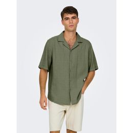 Only & Sons Only & Sons Damen ONLY & SONS Kurzarmhemd &raquo;ONSLATHAM RLXSS RESORT LINEN STRUC 0257&laquo; gr&uuml;n L, N-Gr