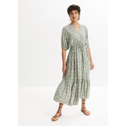 bonprix Midikleid &raquo;Midikleid aus flie&szlig;ender Viskose&laquo; Midikleid aus flie&szlig;ender Viskose dunkelgr&uuml;n/sandbeige graphisch 40 - N-Gr N-Gr 40...