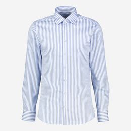 Eterna Weiß-blaues Slim Fit Freizeithemd mit Streifenmuster