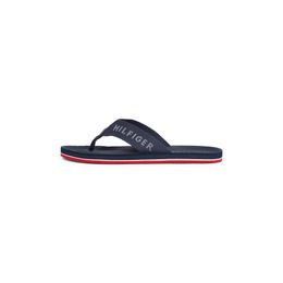 Tommy Hilfiger Zehentrenner »COMFORT HILFIGER BEACH SANDAL«, Badeschuh, Schlupfschuh mit Logoschriftzug dunkelblau 48 48 Sommerlicher Badeschuh mit...