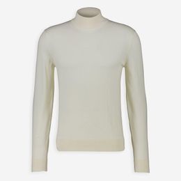 Cremefarbener Pullover mit hohem Kragen