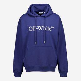 Off White Blauer Kapuzenpullover mit Logo