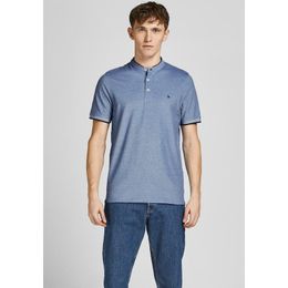 Jack & Jones Jack & Jones Herren Kurzarmshirt &raquo;PAULOS MAO POLO&laquo; mit kontrastfarbiger Kante am schmalen Stehkragen und am &Auml;rmelsaum blau M