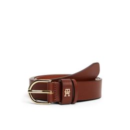 Tommy Hilfiger Damen Lederg&uuml;rtel &raquo;ESSENTIAL EFFORTLESS 2.5 cm breit GOLD&laquo; Logoemblem, weiche Haptik, ovale Einfachdornschlie&szlig;e