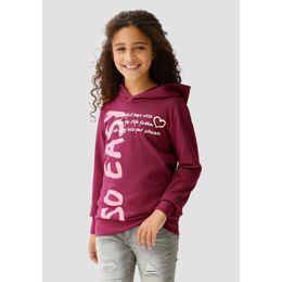 Kidsworld Kapuzenshirt &raquo;SO EASY - Print&laquo; Langarm, Basic-Passform, mit modischen Drucken bordeaux-beere 176/182 176/182 Langarm-Design mit B&uuml;ndchen...
