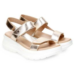 Panama Jack Plateausandale »Noor Shine« Sommerschuh, Klettschuh, Sandalette mit heller Laufsohle goldfarben 40 40 Coole Sandale mit Plateausohle im...