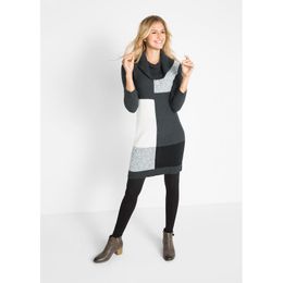 bonprix Strickkleid anthrazit meliert/hellgrau meliert 52/54 (XXL) - N-Gr N-Gr 52/54 (XXL) Strickkleid mit Wasserfallkragen f&uuml;r einen modischen Look