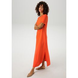 Aniston CASUAL Maxikleid mit Seitenschlitzen orange 44 - N-Gr N-Gr 44 Kleid aus elastischer Jersey-Qualität