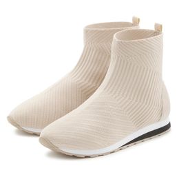 Vivance Damen Stiefelette &raquo;Sneaker&laquo; aus elastischem Material, zum Reinschl&uuml;pfen VEGAN beige 36