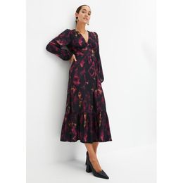 bonprix Midikleid schwarz/lila bedruckt 36/38 (S) - N-Gr N-Gr 36/38 (S) Midikleid mit elegantem Stil f&uuml;r einen stilvollen Auftritt