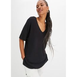 bonprix Damen bonprix T-Shirt &raquo;Long-Shirt aus nachhaltigem Viskose-Mix&laquo; Long-Shirt aus nachhaltigem Viskose-Mix schwarz 56/58 (XXXL)
