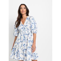 bonprix Minikleid weiss / hellblau floral 38 - N-Gr N-Gr 38 Minikleid im eleganten Stil f&uuml;r einen stilvollen Auftritt