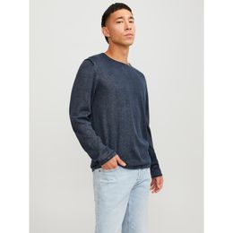 Jack & Jones Jack & Jones Herren Rundhalspullover &raquo;JJELEO aus pflegeleichter Baumwollqualit&auml;t&laquo; unifarben, modisch, schmal, Baumwolle, Rundhals blau L