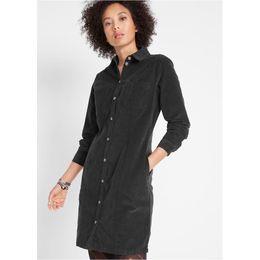 bonprix Hemdblusenkleid Brusttaschen schwarz 34 - N-Gr N-Gr 34 Hemdblusenkleid aus Cord-Stretch f&uuml;r angenehmen Tragekomfort