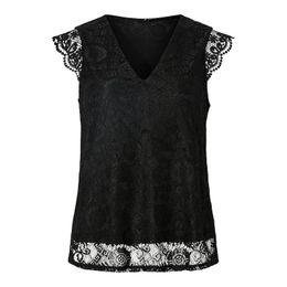 Pieces Damen Pieces Spitzentop &raquo;PCOLLINE SL LACE V-NECK TOP WVN NOOS&laquo; schwarz L