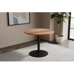 Bistrotisch massiv Akazie rund naturfarben 80 cm S&auml;ulengestell-rund schwarz EMILIO