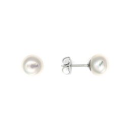 Steel_Art Ohrringe Damen Perlohrstecker 8mm silberfarben poliert in weiss | Gr.: onesize