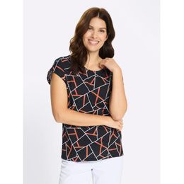 Sieh an! Kurzarm-Shirt in schwarz-papaya-bedruckt | Gr.: 46