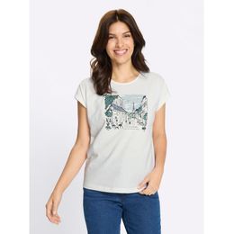 Sieh an! Rundhals-Shirt in ecru-hellblau-bedruckt | Gr.: 48