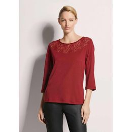 Madeleine Mode MADELEINE Rundhals-Shirt mit Spitze in rubinrot | Gr.: 48