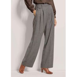 Madeleine Mode MADELEINE Elegante, lange Hose mit Bundfalten in grau / espresso / melange | Gr.: 21