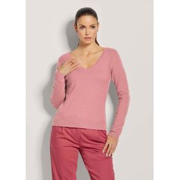 Madeleine Mode MADELEINE V-Pullover mit R&uuml;cken-Ausschnitt in blassrosa | Gr.: 36