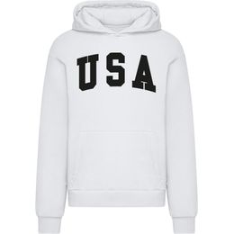 Mister Tee Hoodie "USA Fluffy Hoody" in Wei&szlig; | Gr.: M