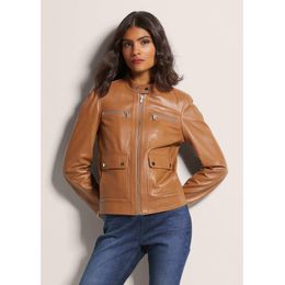Madeleine Mode MADELEINE Biker-Jacke aus Lammnappa in cognac | Gr.: 40