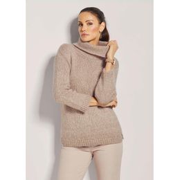 Madeleine Mode MADELEINE Rollkragen-Pullover mit 3/4-Arm in cappuccino / wollwei&szlig; / melange | Gr.: 36
