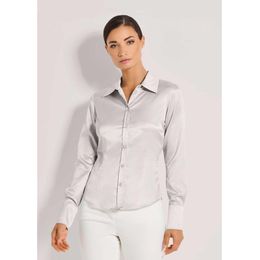 Madeleine Mode MADELEINE Hemdbluse mit gl&auml;nzendem Finish in perlwei&szlig; | Gr.: 40