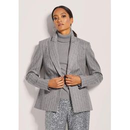 Madeleine Mode MADELEINE Trendstarker Nadelstreifen-Blazer in silbergrau / wollwei&szlig; | Gr.: 42