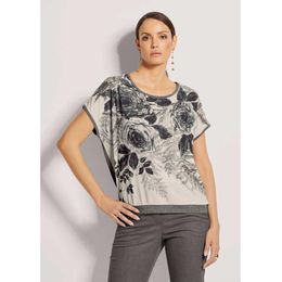 Madeleine Mode MADELEINE Rundhals-Shirt im Material-Mix in graumelange / multicolor | Gr.: 42