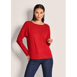 Madeleine Mode MADELEINE Shirt mit Fledermaus&auml;rmeln und Struktur in rot | Gr.: 42