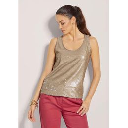 Madeleine Mode MADELEINE Pailletten-Top in kitt | Gr.: 34