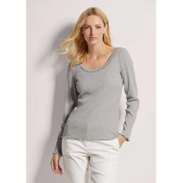 Madeleine Mode MADELEINE Melange-Shirt, elastische Garnmischung in steingrau / wollwei&szlig; / melange | Gr.: 46