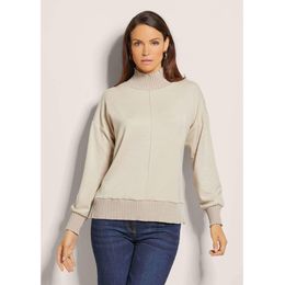 Madeleine Mode MADELEINE Sweatshirt mit Rippenabschlüssen in cappuccino | Gr.: 34