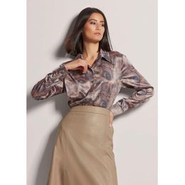 Madeleine Mode MADELEINE Satinbluse mit Knopfmanschetten in taupe / multicolor | Gr.: 46