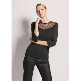 Madeleine Mode MADELEINE Rundhals-Shirt mit Spitze in schwarz | Gr.: 44