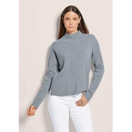 Madeleine Mode MADELEINE Kaschmir-Pullover mit Pointelle-Muster in steingrau / melange | Gr.: 40
