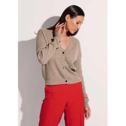 Madeleine Mode MADELEINE Strickjacke mit Kaschmir in caramel / wollwei&szlig; / melange | Gr.: 40