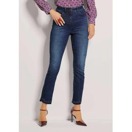 Madeleine Mode MADELEINE Five-Pocket-Hose mit schr&auml;gem Beinsaum in blue | Gr.: 18