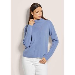 Madeleine Mode MADELEINE Kaschmir-Pullover mit Pointelle-Muster in stahlblau | Gr.: 36