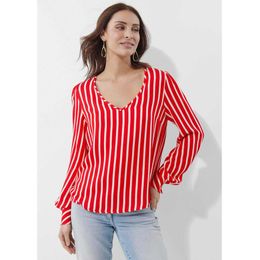 Alba Moda L&auml;ssige Tunika mit L&auml;ngsstreifen in koralle / creme / gestreift | Gr.: 36