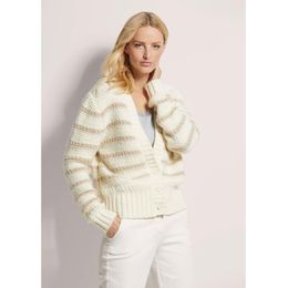 Madeleine Mode MADELEINE Modische Kurzjacke mit Streifen in wollwei&szlig; / berber / melange | Gr.: 48