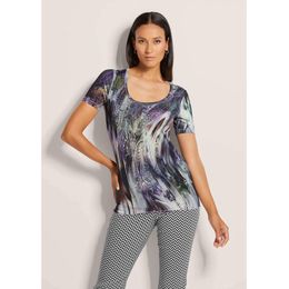 Madeleine Mode MADELEINE Printshirt mit U-Boot-Ausschnitt in schwarz / multicolor / petrol | Gr.: 38