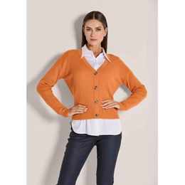 Madeleine Mode MADELEINE Kaschmir Cardigan mit V-Ausschnitt in pastellorange | Gr.: 34