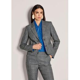 Madeleine Mode MADELEINE Glencheckblazer mit Stretchkomfort in steingrau / melange / royalblau | Gr.: 36